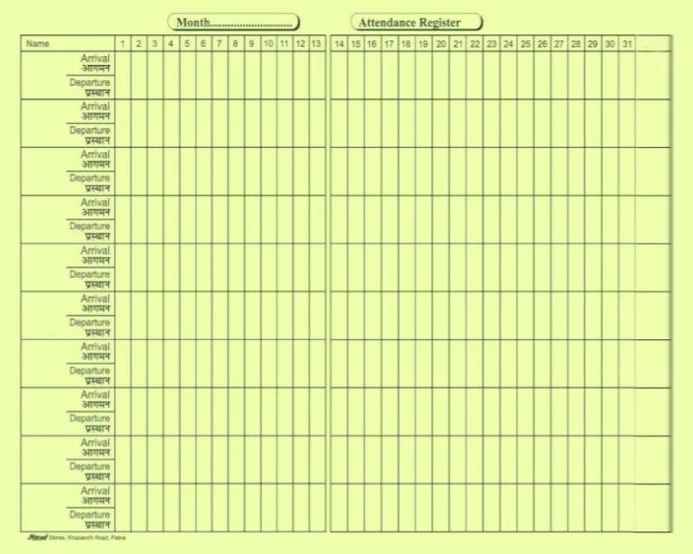 144 pages Office Attendance Register - Arrival Departure - 2Q - Monaf ...