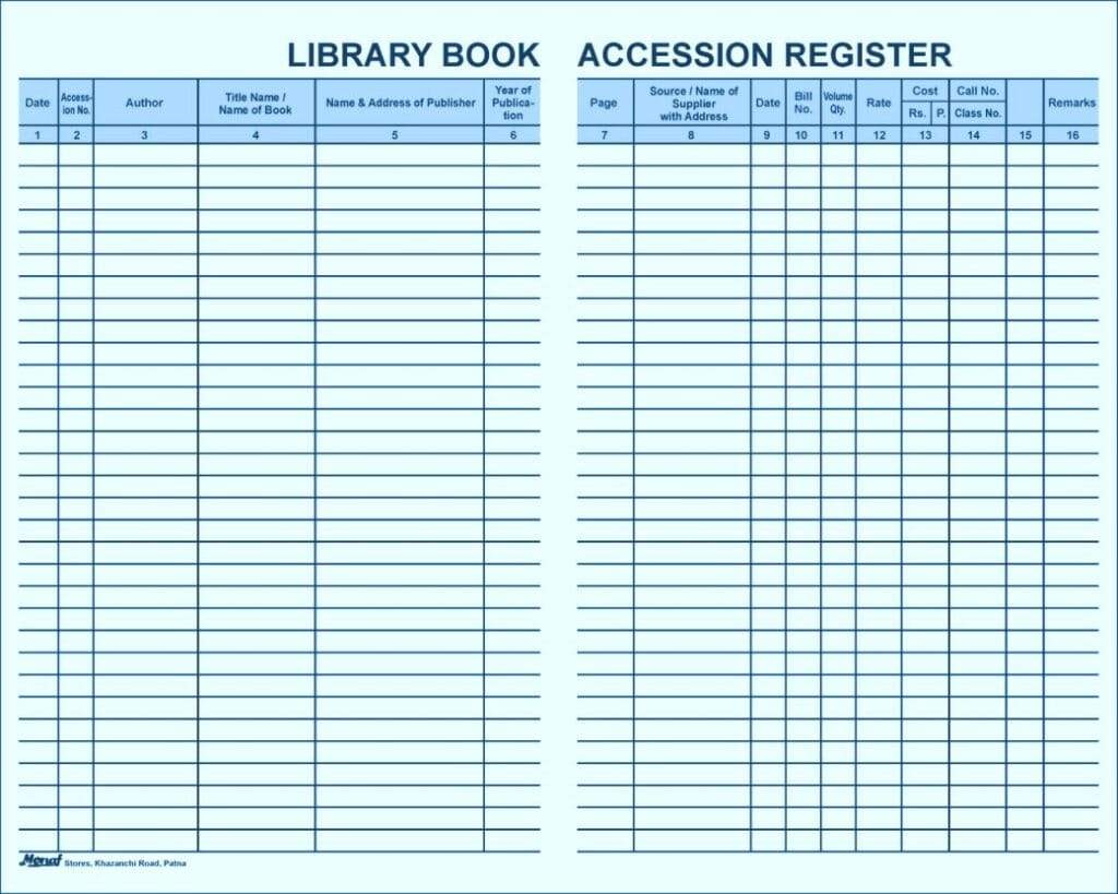 Library Book Accession Register - 4 Q - Monaf Stores