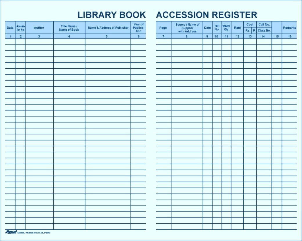 Library Book Accession Register - 4 Q - Monaf Stores