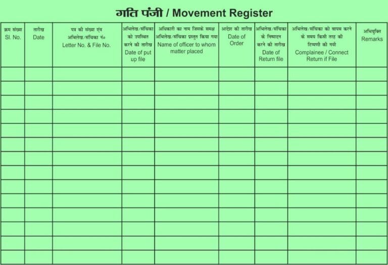 File Movement Register/संचिका गति पंजी - 4 Q - Monaf Stores