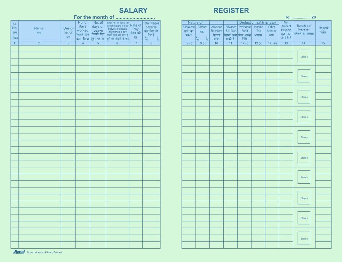 Monaf Salary Register - 1 Q - 72 Pages - Monaf Stores