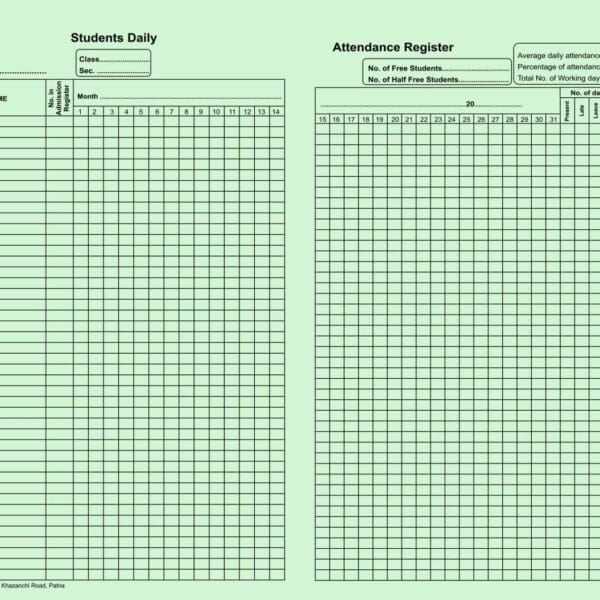 Students Attendance Register - 72 students - Monaf Stores
